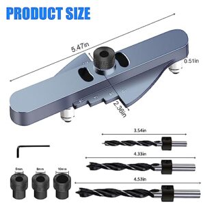 Pftjujudan Dowel Jig Kit,Line Scriber Drill Jig,Self Centering Drill Guide for Straight Holes,Adjustable Width Woodworking Locator Hand Tools,1/4", 5/16", 3/8" Drilling Guide Power Tool