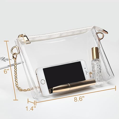 BS-VOG Clear Purse for Women Stadium Approved, Small Clear Crossbody Bag with Zipper, Clear Stadium Bag for Concerts Sports