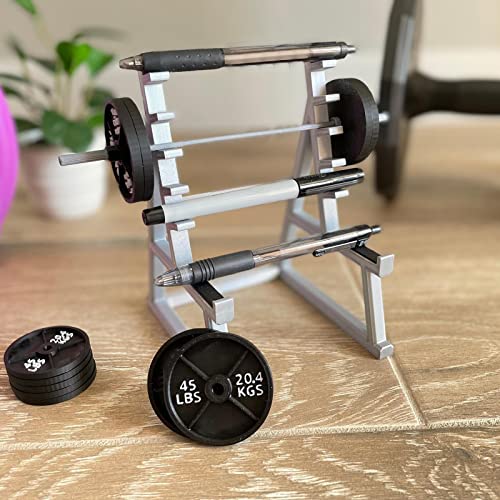 Pen Holder for Desk Unique | 2023 New Squat Rack Pencil Holder | Funny Pen Holders Desk Tidy | Fitness Equipment Shape Ornaments Pens Holder Stand Home Decor Gifts for Friends