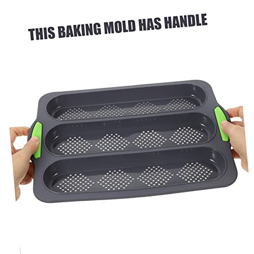 UPKOCH Three Slot Bread Mold Cake Baking Pans Toast Bread Silicone Cake Mold Pullman Loaf Pan with Lid Kitchen Loaf Pan French Non-stick Bread Pan Non-stick Baking Pan Baking Mold Toaster