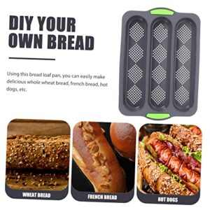 UPKOCH Three Slot Bread Mold Cake Baking Pans Toast Bread Silicone Cake Mold Pullman Loaf Pan with Lid Kitchen Loaf Pan French Non-stick Bread Pan Non-stick Baking Pan Baking Mold Toaster