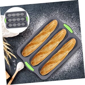 UPKOCH Three Slot Bread Mold Cake Baking Pans Toast Bread Silicone Cake Mold Pullman Loaf Pan with Lid Kitchen Loaf Pan French Non-stick Bread Pan Non-stick Baking Pan Baking Mold Toaster