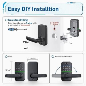 Keypad Smart Door Lock with Handle: Kucacci Keyless Entry Door Lock - Digtal Door Lock with Keypad - Fingerprint Door Lever Lock Deadbolt Alternative - IP66 Waterproof Wi-Fi Smart Lock for Front Door