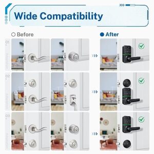 Keypad Smart Door Lock with Handle: Kucacci Keyless Entry Door Lock - Digtal Door Lock with Keypad - Fingerprint Door Lever Lock Deadbolt Alternative - IP66 Waterproof Wi-Fi Smart Lock for Front Door