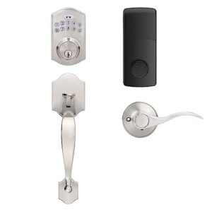 tinewa electronic smart keypad deadbolt, front door handle sets, keyless entry door deadbolt with lever handle, digital keypad deadbolt, auto lock, code door lock, satin nickel