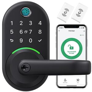 smart door handle lock with keypad: yamiry fingerprint smart lock - keyless entry door lock for front door - digital door lock - wifi door lock with app - genarate passcode remotely - diy installation