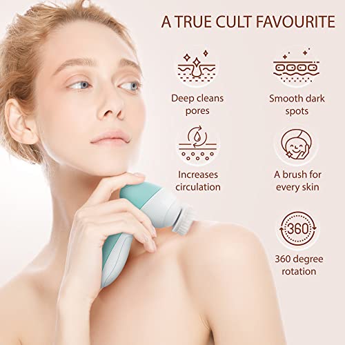 Face Scrubber | Facial Cleansing Brush Exfoliator Skin Care Beauty Products Powered Electric Wash Exfoliating Skincare Women Spin Cleanser Tools Cleaning Scrub Washer Self Care (Simple Opal)