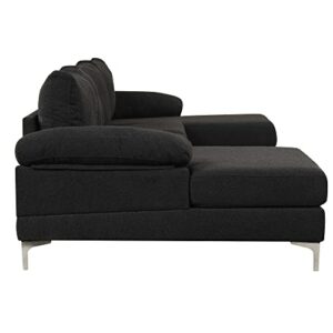 Casa Andrea Milano Modern Large Boucle U-Shape Sectional Sofa, Double Extra Wide Chaise Lounge Couch, Black