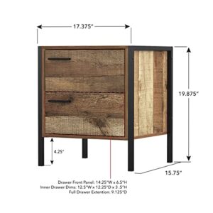 Atlantic Loft & Luv Zara Rustic 2 Storage Drawers, Wood Oak Finish Industrial End Table