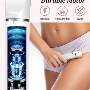 Cayzor Bikini Trimmer and Shaver for Women - 2-in-1 Wet/Dry Electric Body Hair Trimmer Cordless Waterproof Facial Hair Removal Shaver Razor for Painless Trimming of Pubic Face Underarm Legs (White)