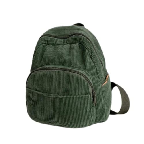 MININAI Aesthetic Backpack Mini Classic Corduroy College Backpack for Women Cute Retro Grunge Backpack Casual Daypack (One Size,Green)