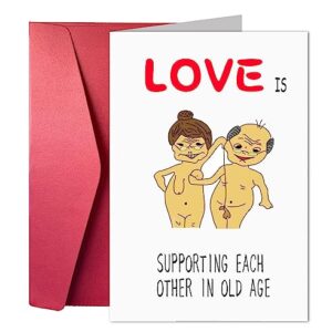 Joycard Funny Birthday Cards 40th 50th 60th Anniversary Wife Husband Mom Dad Grandma Mischievous Valentine's Day SUPPORTING EACH OTHER IN OLD AGE