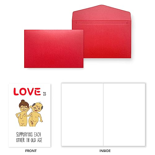 Joycard Funny Birthday Cards 40th 50th 60th Anniversary Wife Husband Mom Dad Grandma Mischievous Valentine's Day SUPPORTING EACH OTHER IN OLD AGE