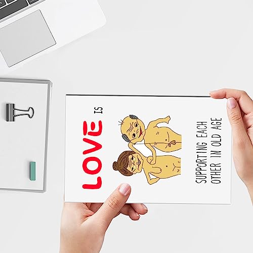 Joycard Funny Birthday Cards 40th 50th 60th Anniversary Wife Husband Mom Dad Grandma Mischievous Valentine's Day SUPPORTING EACH OTHER IN OLD AGE