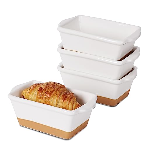 GDCZ Mini Ceramics Loaf Pan Set, Set of 4 Individual Stackable Baking Bread Pan, Multifunctional Loaf Pan for Kitchen Non-Stick, 6.2-Inch