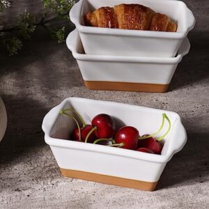 GDCZ Mini Ceramics Loaf Pan Set, Set of 4 Individual Stackable Baking Bread Pan, Multifunctional Loaf Pan for Kitchen Non-Stick, 6.2-Inch