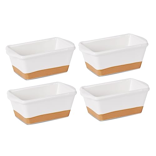 GDCZ Mini Ceramics Loaf Pan Set, Set of 4 Individual Stackable Baking Bread Pan, Multifunctional Loaf Pan for Kitchen Non-Stick, 6.2-Inch