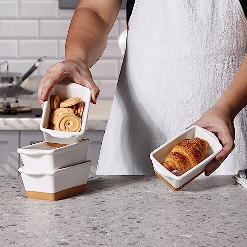 GDCZ Mini Ceramics Loaf Pan Set, Set of 4 Individual Stackable Baking Bread Pan, Multifunctional Loaf Pan for Kitchen Non-Stick, 6.2-Inch