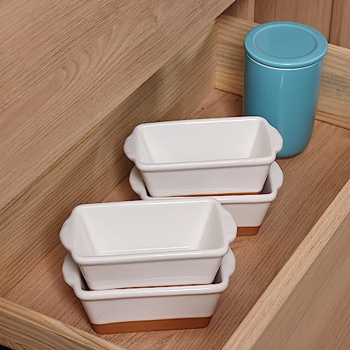 GDCZ Mini Ceramics Loaf Pan Set, Set of 4 Individual Stackable Baking Bread Pan, Multifunctional Loaf Pan for Kitchen Non-Stick, 6.2-Inch