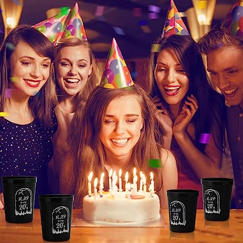 Ainibar 20 Pack RIP Twenties Party Cup, 16 oz 30th Birthday Black Plastic Tumbler Cups, RIP to My 20s Birthday Stadium Party Cups Death to My 20s Birthday Decorations for 30th Birthday Party Supplies