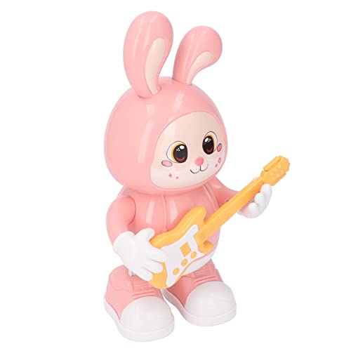 Dancing Bunny Model Robot, ABS Electric Dancing Bunny Model Build Skill LED Party Light for Kids (Pink)