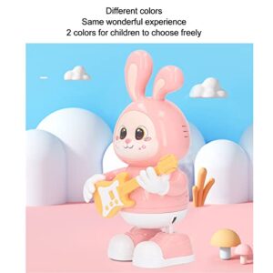 Dancing Bunny Model Robot, ABS Electric Dancing Bunny Model Build Skill LED Party Light for Kids (Pink)