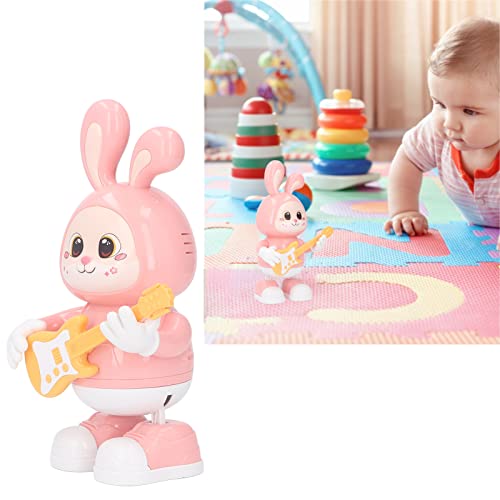 Dancing Bunny Model Robot, ABS Electric Dancing Bunny Model Build Skill LED Party Light for Kids (Pink)