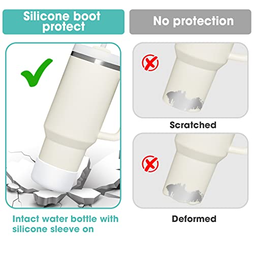 Replacement Straws Silicone Spill Proof Stopper Set and Protective Boot for Stanley H1.0 40oz 30oz Tumbler, Airboat Reusable Clear Straws Leak Proof Straws Topper and Bottom Sleeve for Stanley Mug Cup