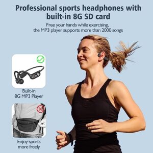 2023 Upgraded Bone Conduction Headphones, Open-Ear Wireless Bluetooth Sports Headphones with 8G Memory MP3 Player, 10H Playtime & IPX4 Waterproof Earphones for Workout, Running, Biking, Driving, Gym