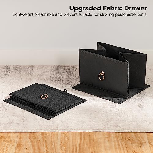 HOOBRO Nightstand, 2 Drawer Dresser for Bedroom, Set of 2, End Tables with Fabric Storage Drawer, Night Stand, Side Table for Bedroom, Closet, Entryway, Dorm, Rustic Brown and Black BF82BZP201G1