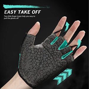 HTZPLOO Bike Gloves Cycling Gloves Biking Gloves Bicycle Gloves for Men Women with Anti-Slip Shock-Absorbing Pad,Light Weight Half Finger Gloves for Cycling Workout Training Outdoor (Celeste, Medium)