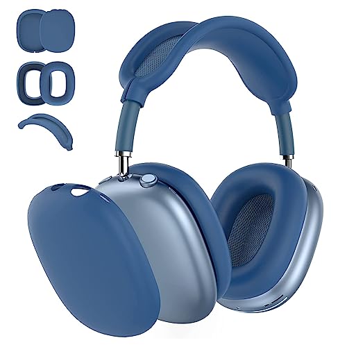 3 in 1 Silicone Case Cover Compatible with Apple Airpods Max Headphones, Anti-Scratch Ear Pad Case Cover Ear Cups Cover and Headband Cover Compatible with Apple Airpod Max (Midnight Blue)