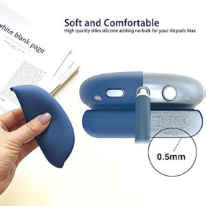 3 in 1 Silicone Case Cover Compatible with Apple Airpods Max Headphones, Anti-Scratch Ear Pad Case Cover Ear Cups Cover and Headband Cover Compatible with Apple Airpod Max (Midnight Blue)