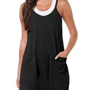 ANRABESS Women Summer Tennis Workout Dress Build in Bodysuit Exercise Golf Athletic Dresses 2023 Fashion Clothes Mini Active Dress 1125heise-XL Black