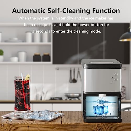 GooingTop Nugget Ice Maker Countertop - 40Lbs/24H Auto Self-Cleaning, Portable & Compact Machine Ideal for Home/Kitchen/Party/Camping,One-Key Electric Freewheeling Take (GOTO-LA-ICE-880-01)