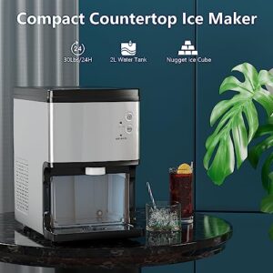 GooingTop Nugget Ice Maker Countertop - 40Lbs/24H Auto Self-Cleaning, Portable & Compact Machine Ideal for Home/Kitchen/Party/Camping,One-Key Electric Freewheeling Take (GOTO-LA-ICE-880-01)