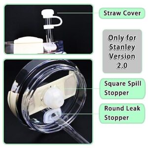 Silicone Spill Stopper for Stanley Tumbler 2.0 40oz 30oz Stanley Cup Accessories Anti-Dust Leak Stopper Set of 9 Including Straw Cover, Square Spill Stopper, Round Leak Stopper, Straw & Cleaning Brush