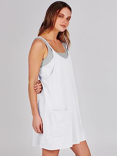 ANRABESS Women 2023 Summer Mini Dress Casual Sleeveless Short Sundress Athletic Workout Dress Build in Shapewear for Tennis Sports Onesie 1125mibai-XL White