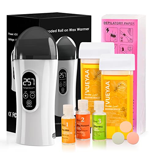 2023 Upgrade Digital Roll on Wax Kit, Wax Roller Kit for Hair Removal, Waxing Kit for Women, At Home Wax Kit for Larger Areas of the Body, Great Gift for Women