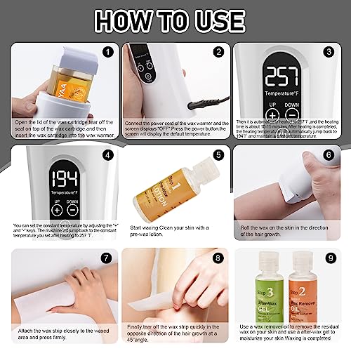 2023 Upgrade Digital Roll on Wax Kit, Wax Roller Kit for Hair Removal, Waxing Kit for Women, At Home Wax Kit for Larger Areas of the Body, Great Gift for Women