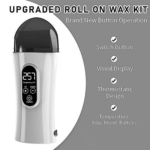 2023 Upgrade Digital Roll on Wax Kit, Wax Roller Kit for Hair Removal, Waxing Kit for Women, At Home Wax Kit for Larger Areas of the Body, Great Gift for Women