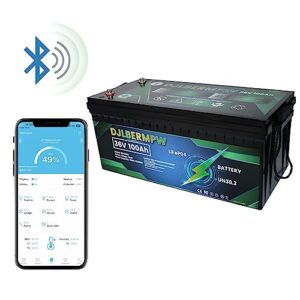 DJLBERMPW 36V 100Ah LiFePO4 Battery 36V Golf Cart Battery Bluetooth, Built-in 100A BMS,8000+ Deep Cycle Battery,36V Club Car Golf Cart Battery 3840Wh, 36V Lithium Battery for Marine,Off Grid,RV,Solar