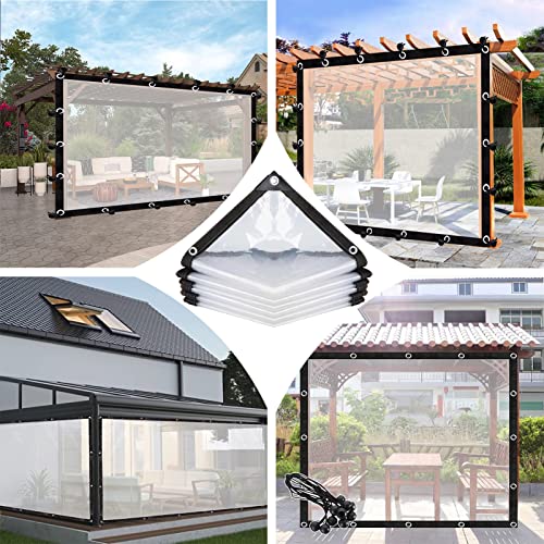 CghhDY Outdoor Clear Tarps Garden Gazebo Curtains Rainproof Weather Curtain Anti-Tear Tarpaulin Side Panels, Customizable (Color : Clear, Size : 10' x 10')