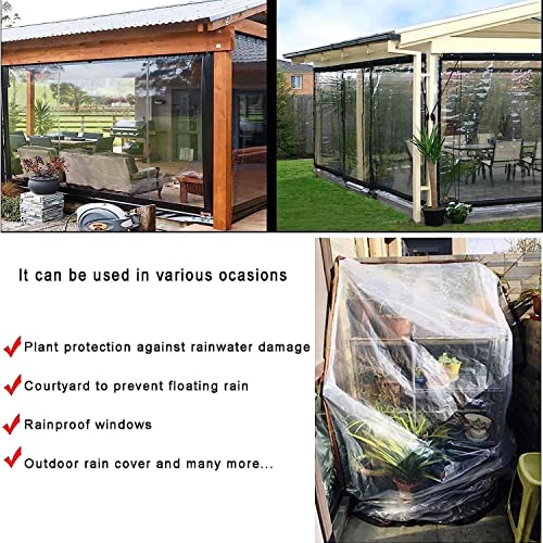 CghhDY Outdoor Clear Tarps Garden Gazebo Curtains Rainproof Weather Curtain Anti-Tear Tarpaulin Side Panels, Customizable (Color : Clear, Size : 10' x 10')