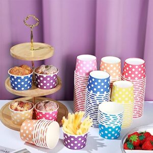 Zeyune 500 Pcs Ice Cream Cups Disposable Snack Cup Multicolor Paper Dessert Cup Bowl for Wedding Birthday Party Supplies(6.5 oz)