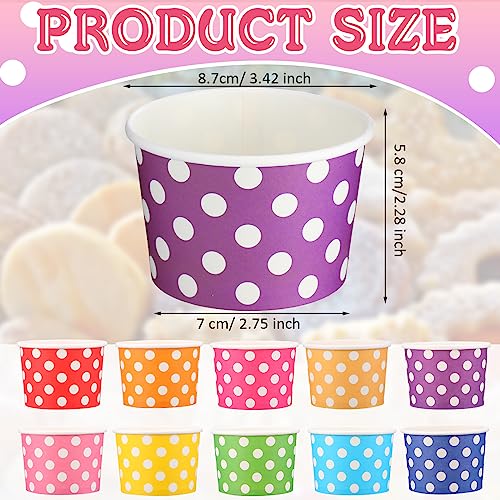 Zeyune 500 Pcs Ice Cream Cups Disposable Snack Cup Multicolor Paper Dessert Cup Bowl for Wedding Birthday Party Supplies(6.5 oz)