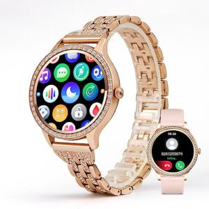 soinfo smart watch for women with answer/make call, bluetooth smartwatch for android ios phones blood pressure watch sport fitness watch waterproof activity tracker with heart rate sleep monito