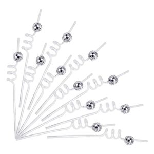 yolev 12 pack disco ball straws mirror disco ball straws 70s disco decorative straws mini disco straw decor disco party decorations for disco party home bar karaoke birthday party wedding christmas