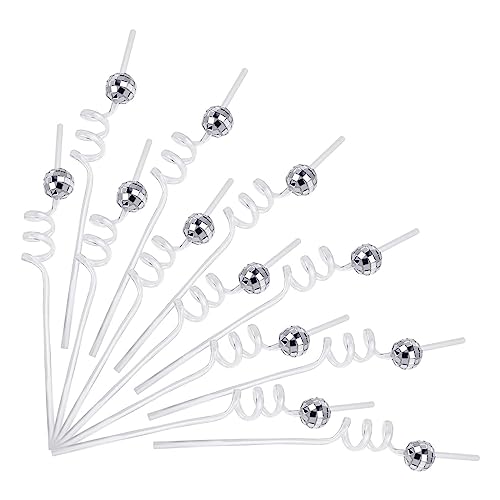 Yolev 12 Pack Disco Ball Straws Mirror Disco Ball Straws 70s Disco Decorative Straws Mini Disco Straw Decor Disco Party Decorations for Disco Party Home Bar Karaoke Birthday Party Wedding Christmas