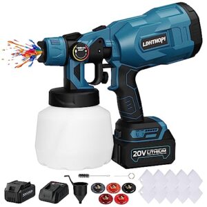 ldhthopi cordless paint sprayer gun, 20v 3.0ah battery operated paint sprayer, 1200ml high pressure cordless paint sprayer handheld, 5 nozzles&3 patterns for wall, fence, car, carbinet, door